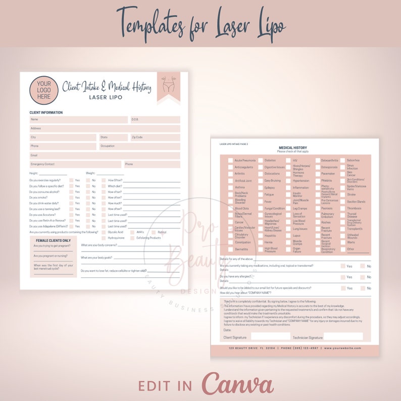 Editable Laser Lipo Form Templates, Body Sculpting Consent, Body ...