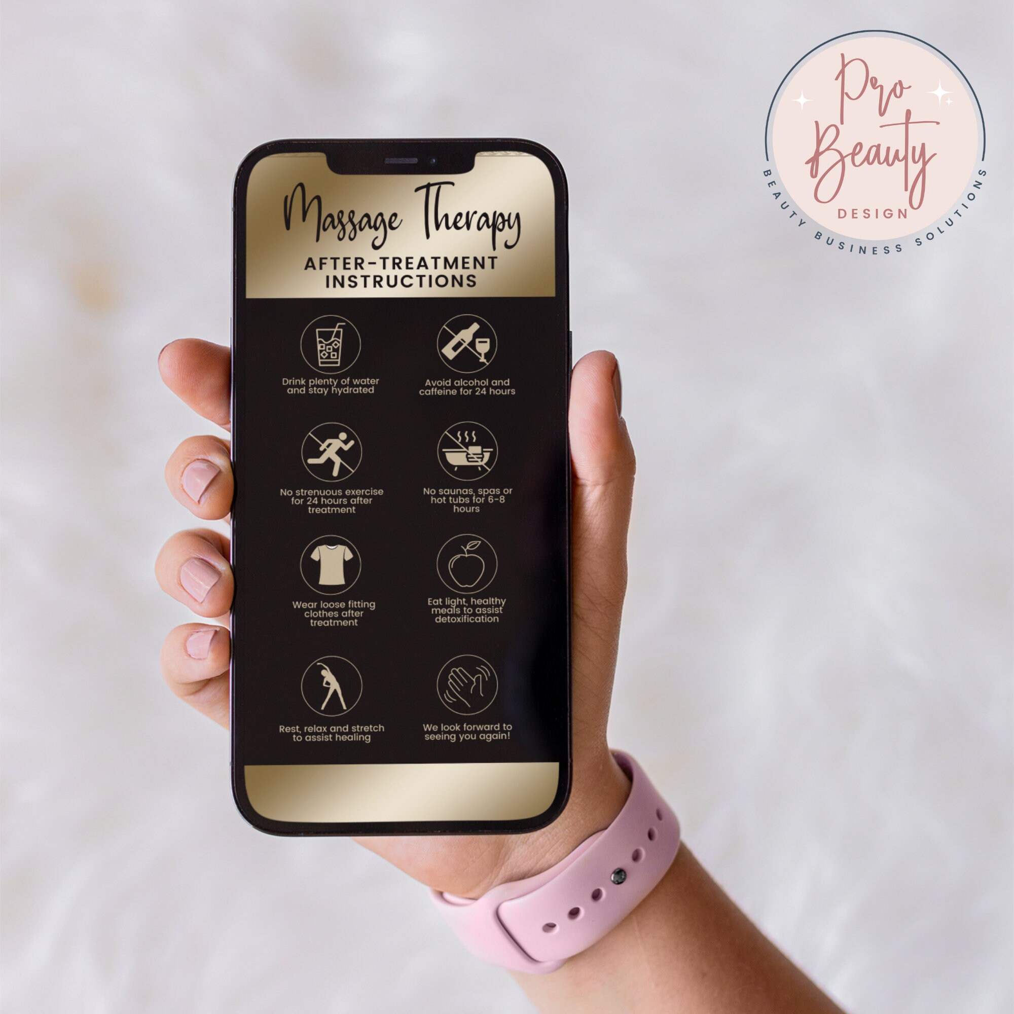 Textable Massage Therapy Aftercare Card, Digital Massage Therapy Cards ...