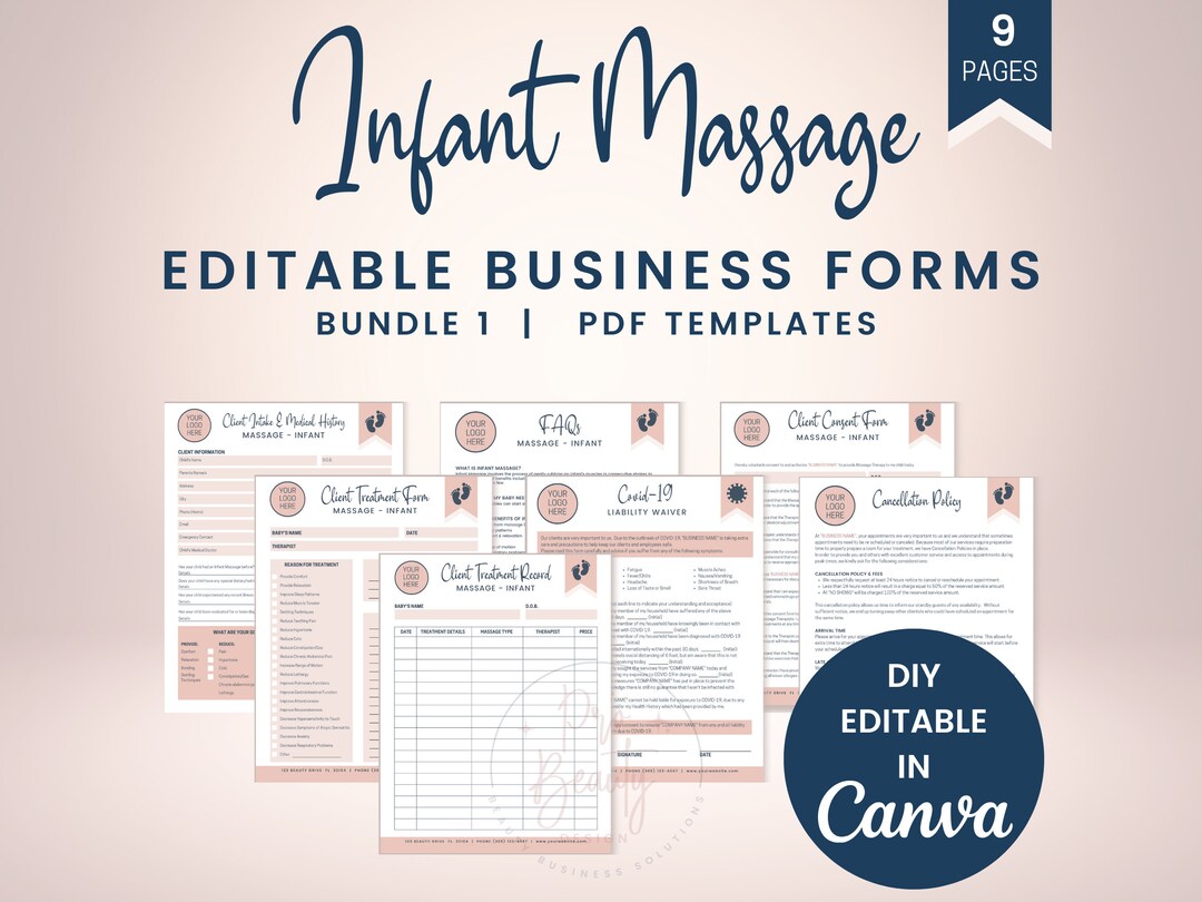 Infant Massage Business Forms, Editable Baby Massage Client Intake and ...