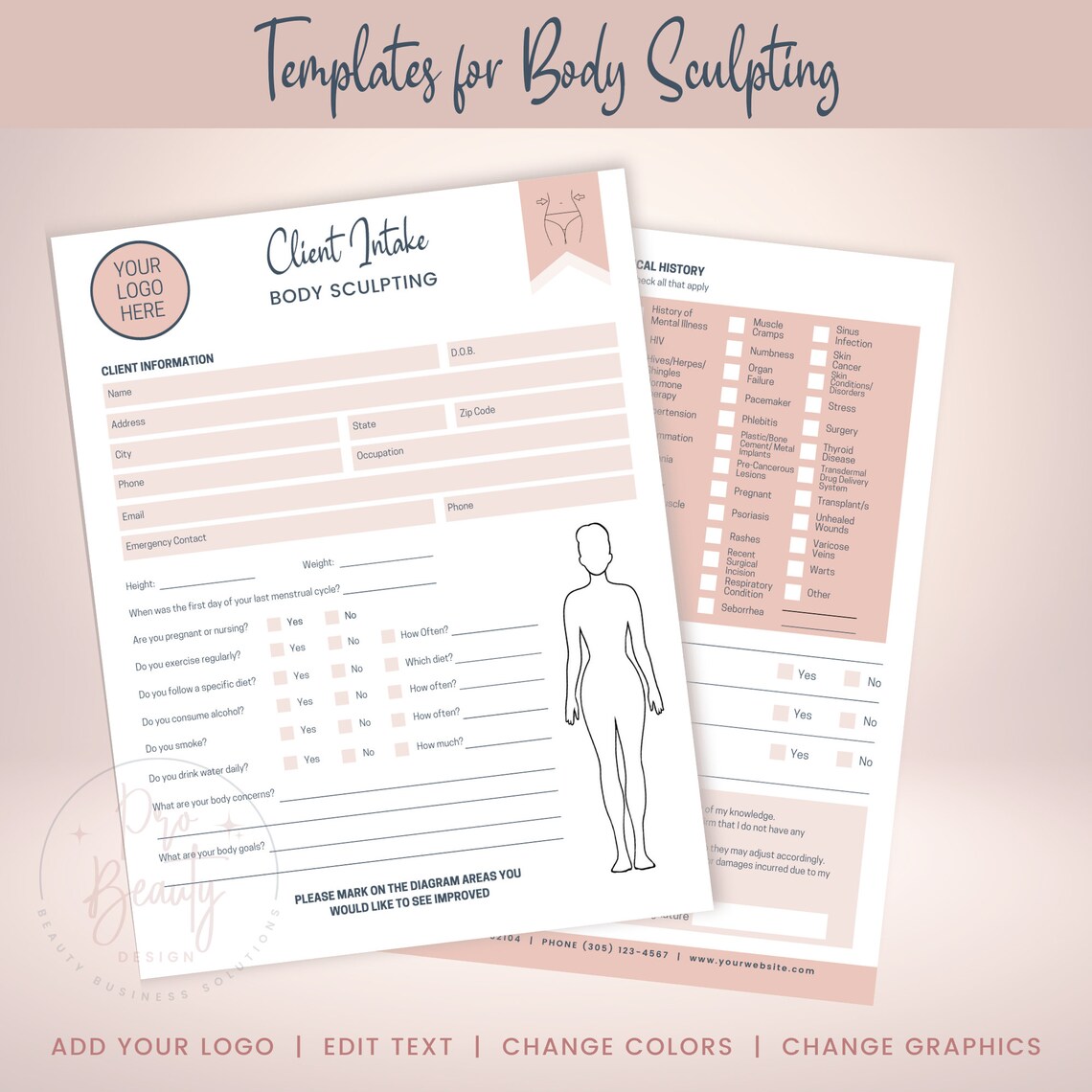 Editable Body Sculpting Client Intake Forms Body Sculpting - Etsy