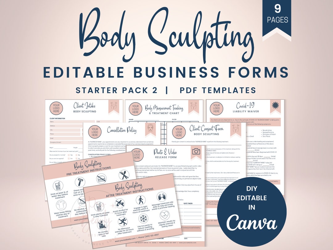 Editable Body Sculpting Templates, Body Contouring Forms for ...