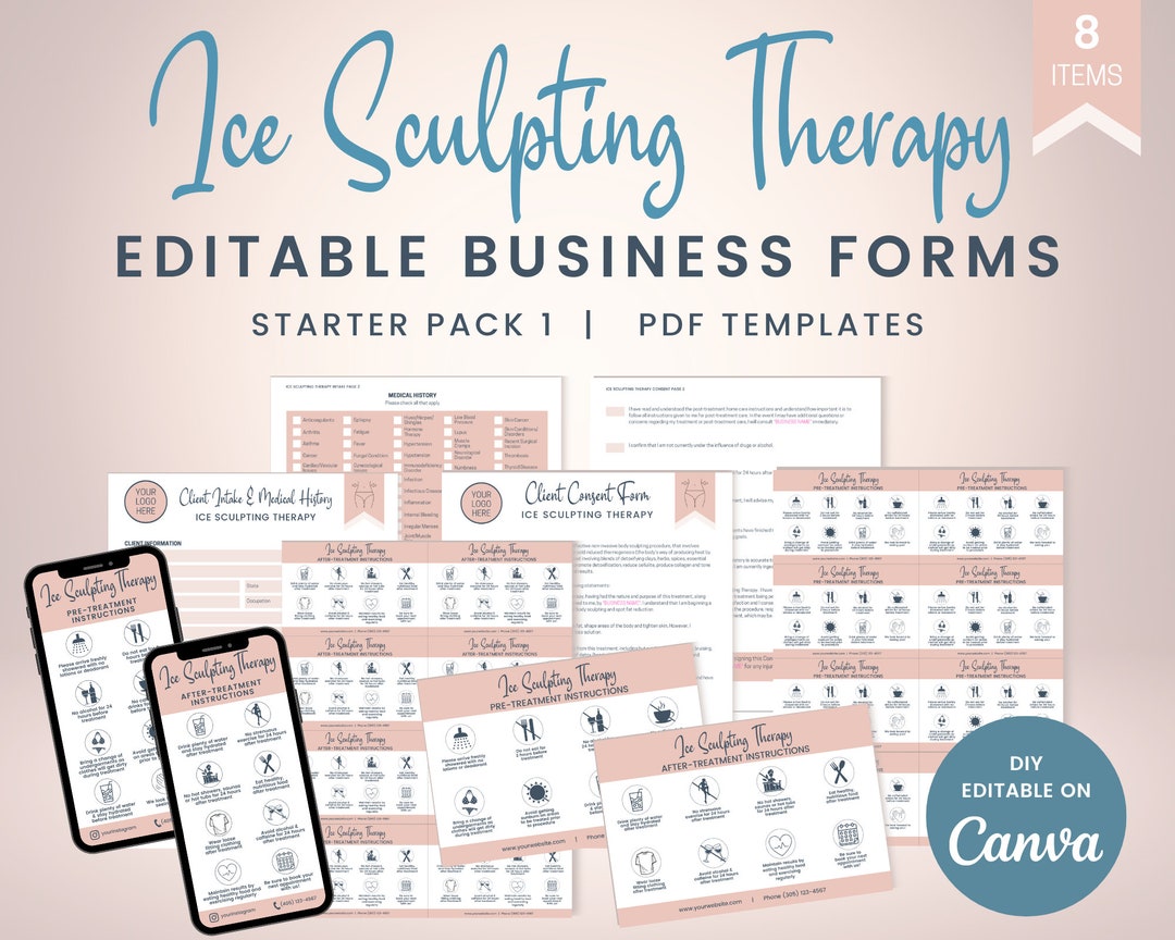 Ice Sculpting Therapy Business Forms, Editable Ice Therapy Consultation ...