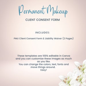 Editable Permanent Makeup Client Consent Form, Micropigmentation ...