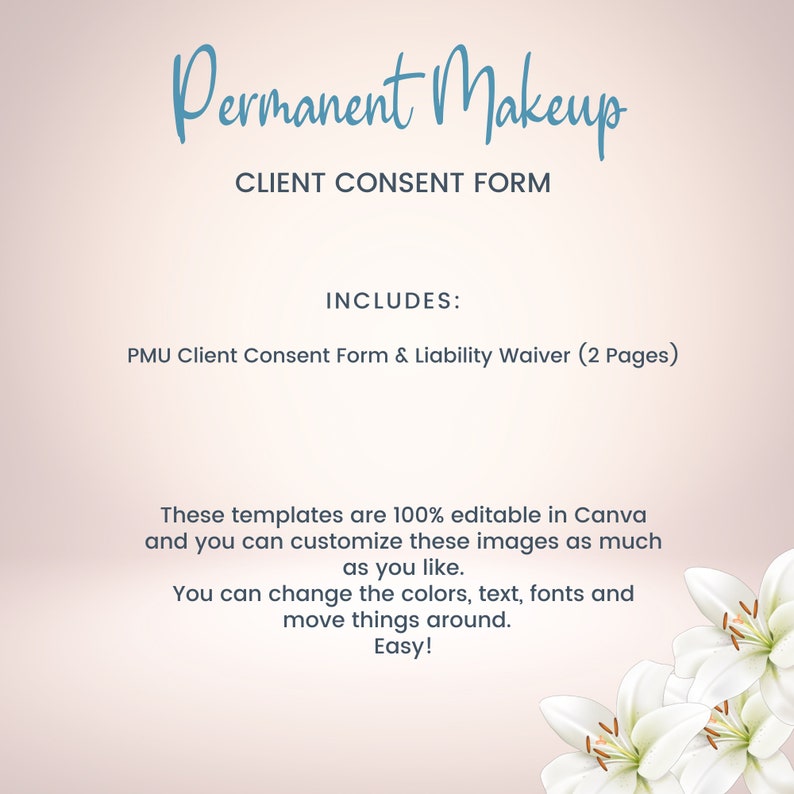 Editable Permanent Makeup Client Consent Form, Micropigmentation ...