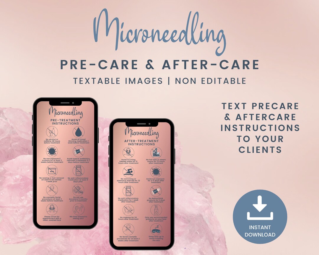 Textable Microneedling Precare and Aftercare Cards Digital - Etsy