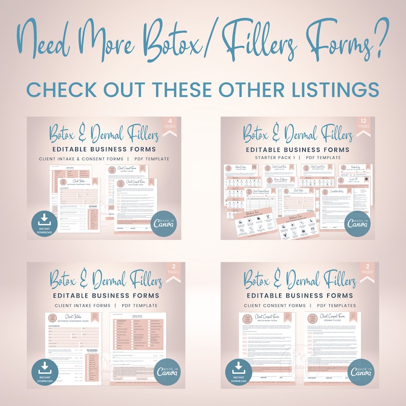 Editable Botulinum Toxin and Dermal Filler Treatment Log, Botox Form ...