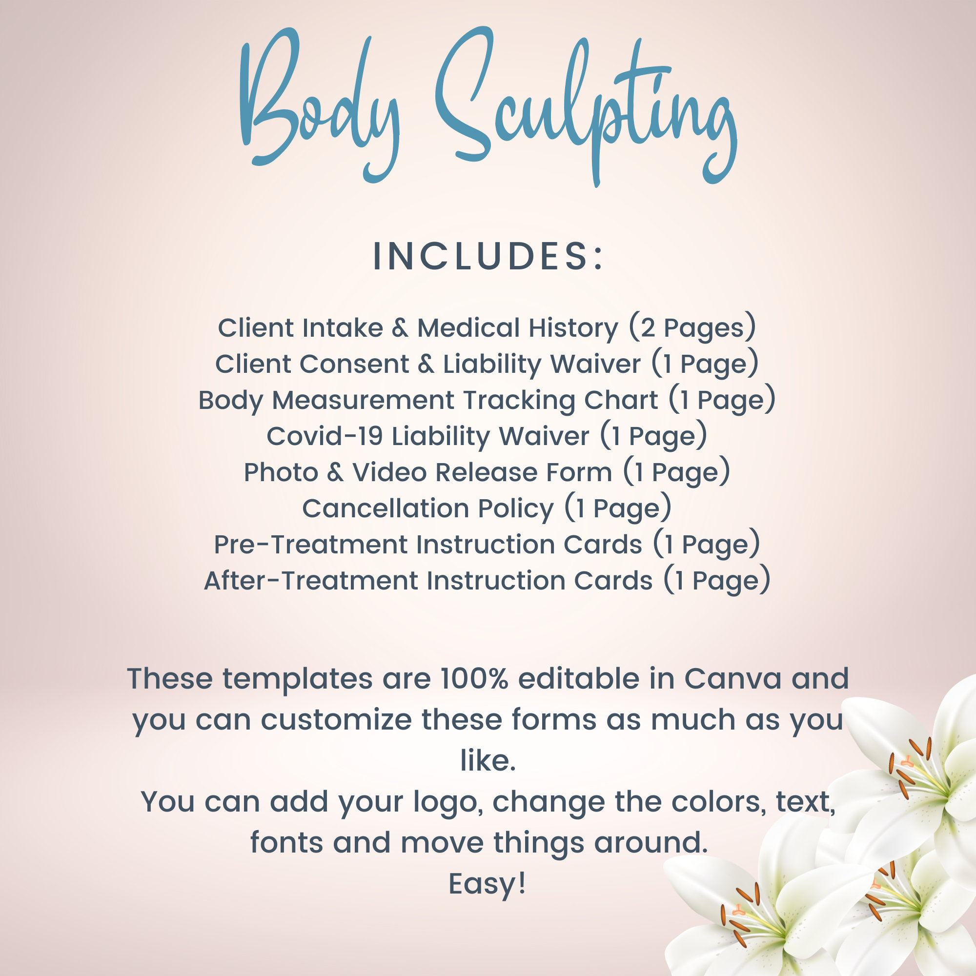 Editable Body Sculpting Templates, Body Contouring Forms for ...