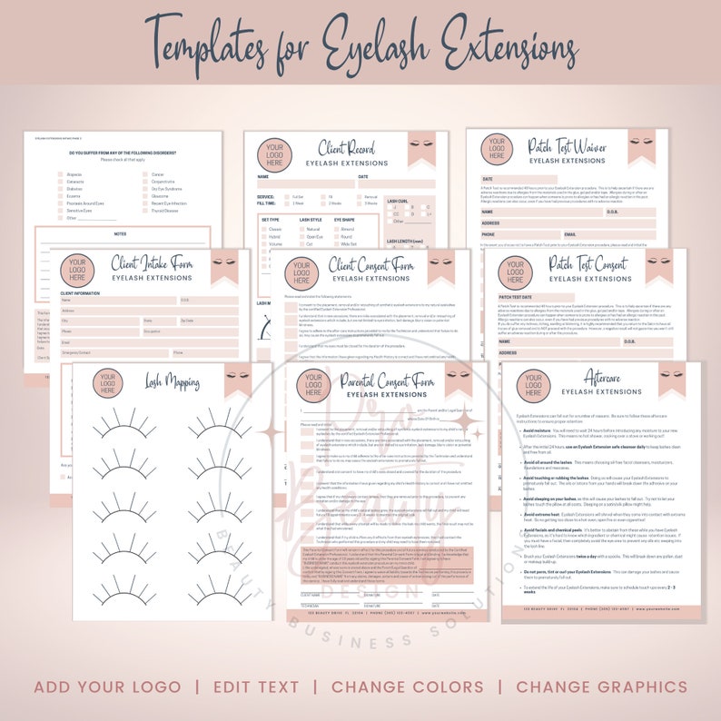 Editable Lashes and Brows Business Forms, Eyelash Extensions Consent ...