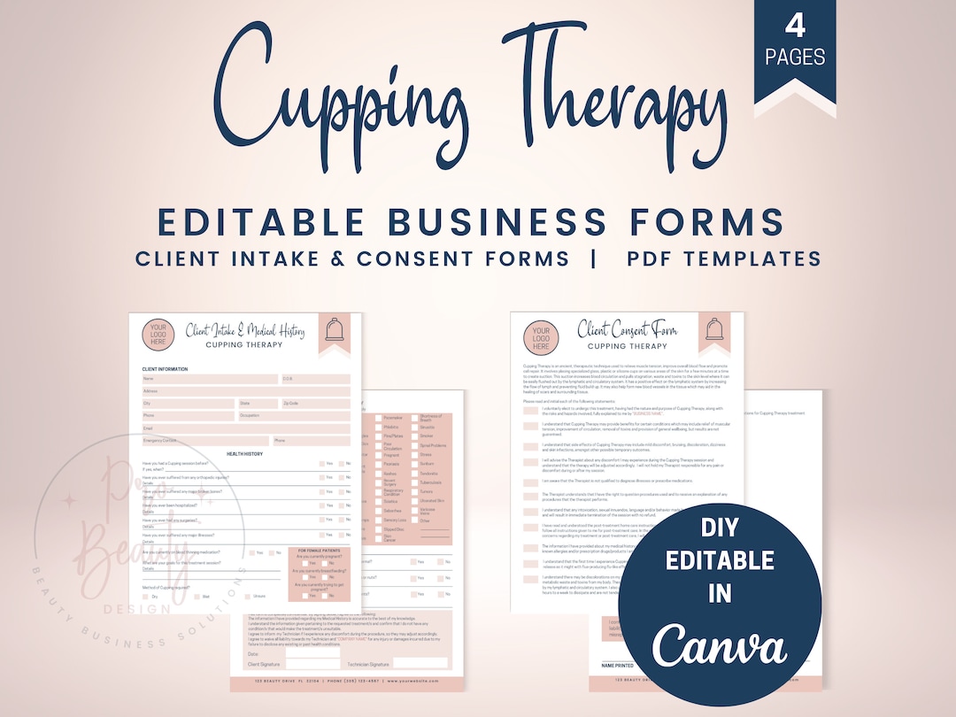 Cupping Therapy Client Intake Forms and Medical History, Massage ...