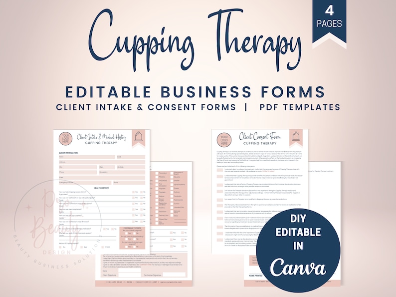 Cupping Therapy Client Intake Forms and Medical History, Massage ...