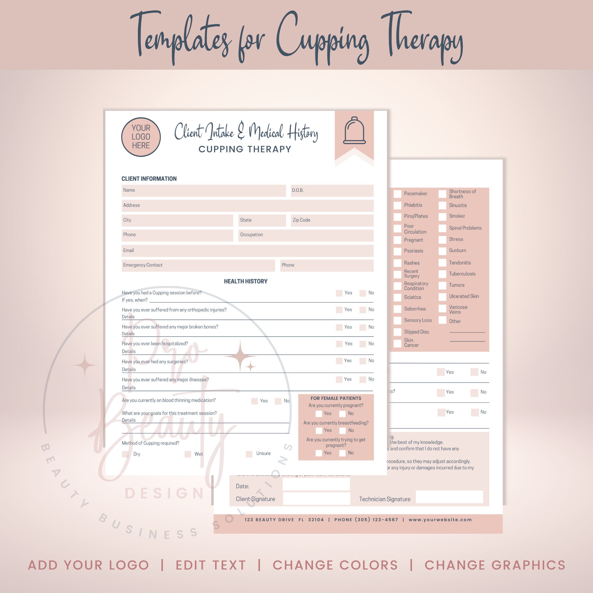 Cupping Therapy Business Form Templates, Editable Massage Therapy ...