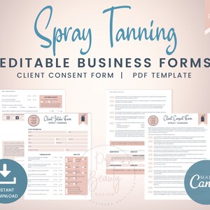 Editable Spray Tanning Client Intake Form Spray Tanning - Etsy