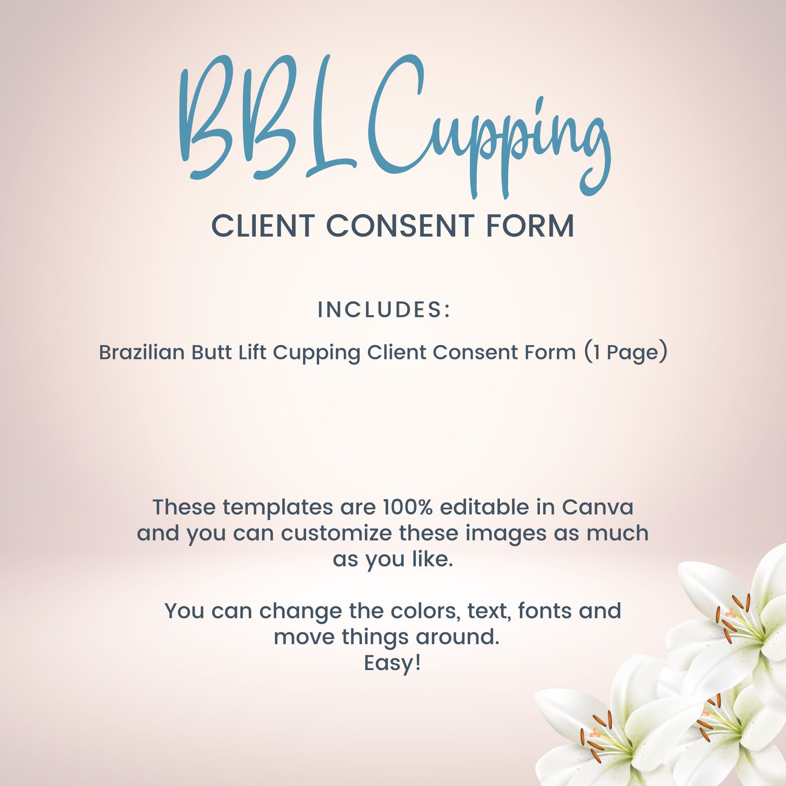 Brazilian Butt Lift Cupping Consent Form & Liability Waiver, Editable ...