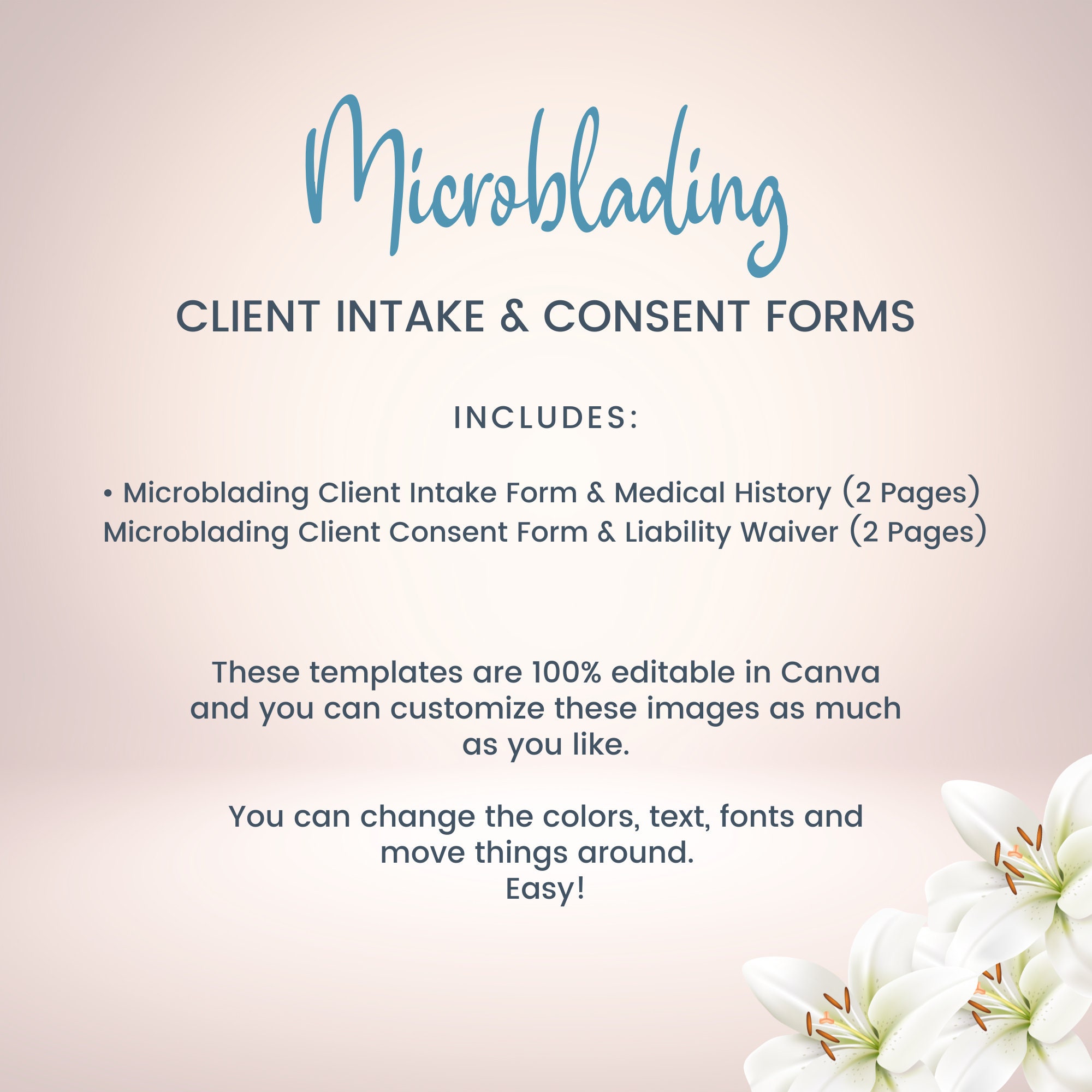 Editable Microblading Client Intake Form, Permanent Makeup Consent Form ...