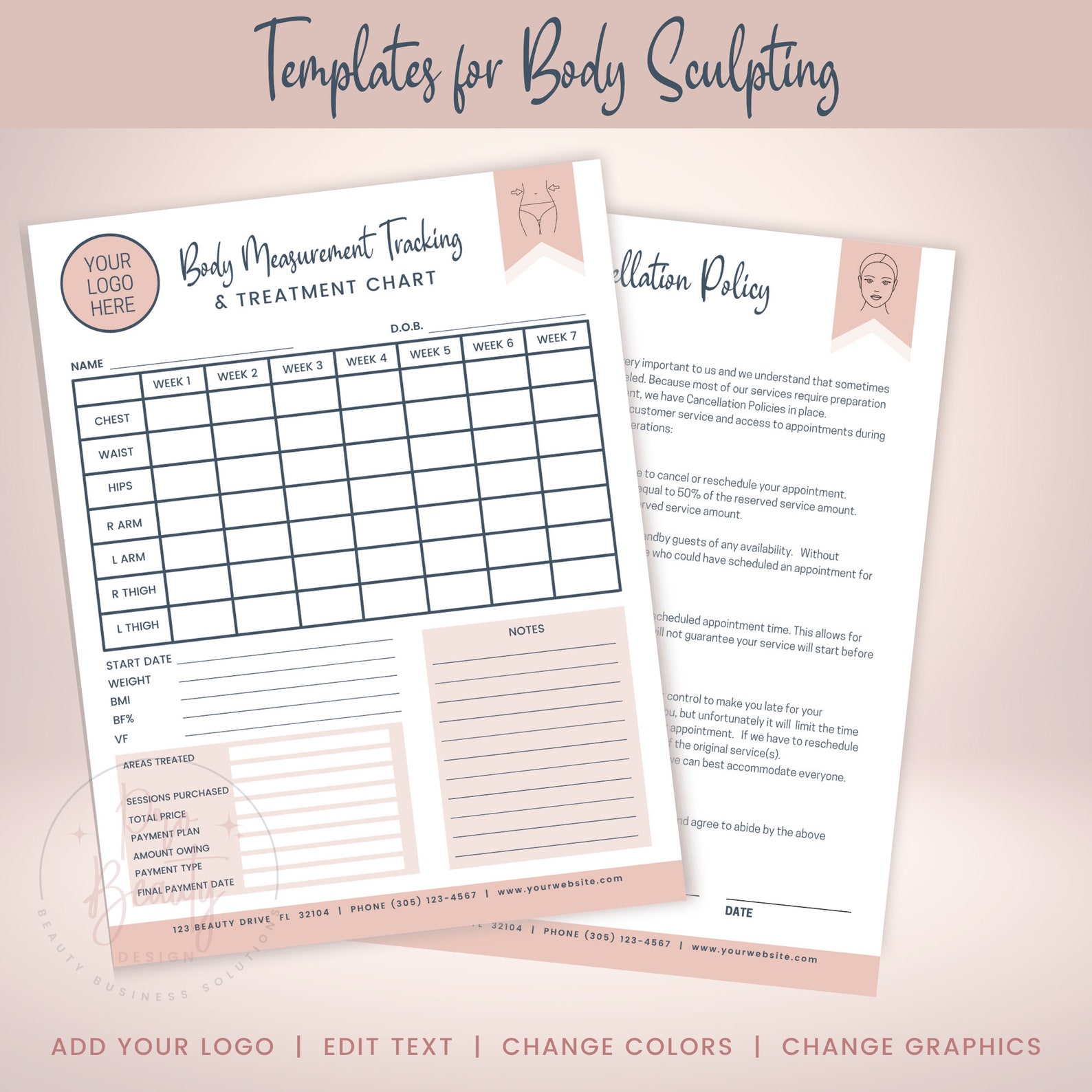 Editable Body Sculpting Templates, Body Contouring Forms for ...