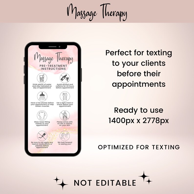 Textable Massage Therapy Aftercare Card, Digital Massage Therapy Pre ...