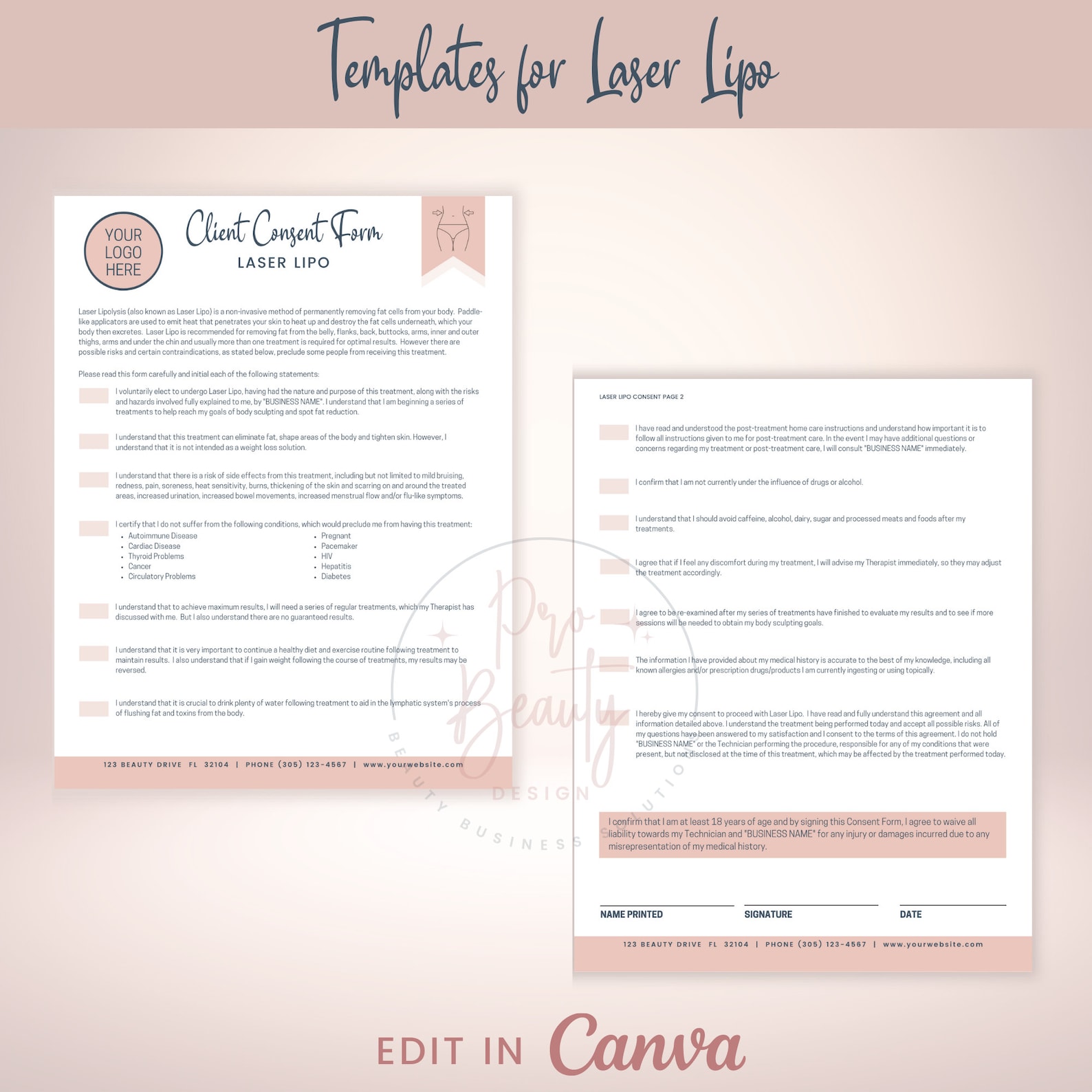 Editable Laser Lipo Form Templates, Body Sculpting Consent, Body ...