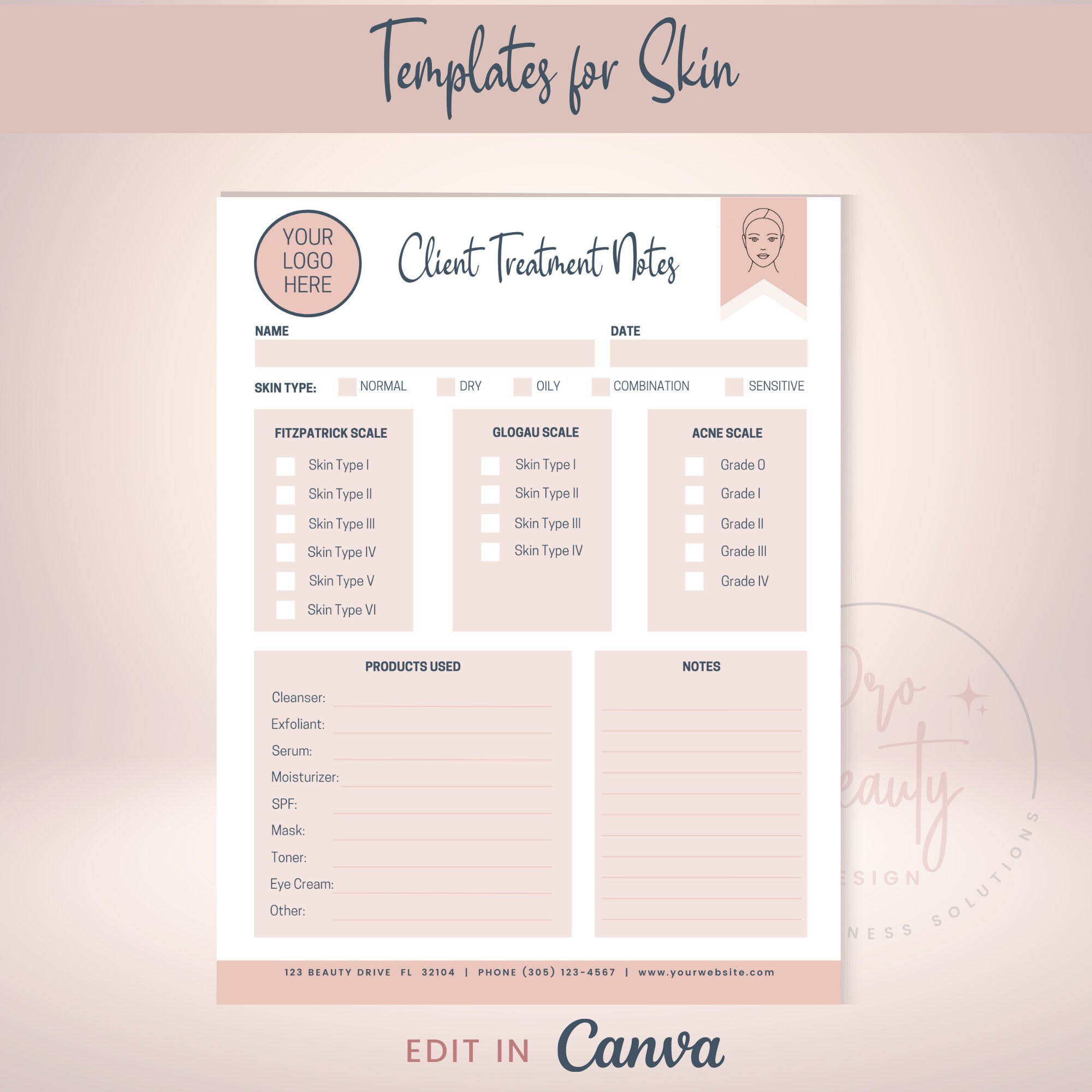 Editable Client Treatment Plan, Templates for Esthetician Business ...