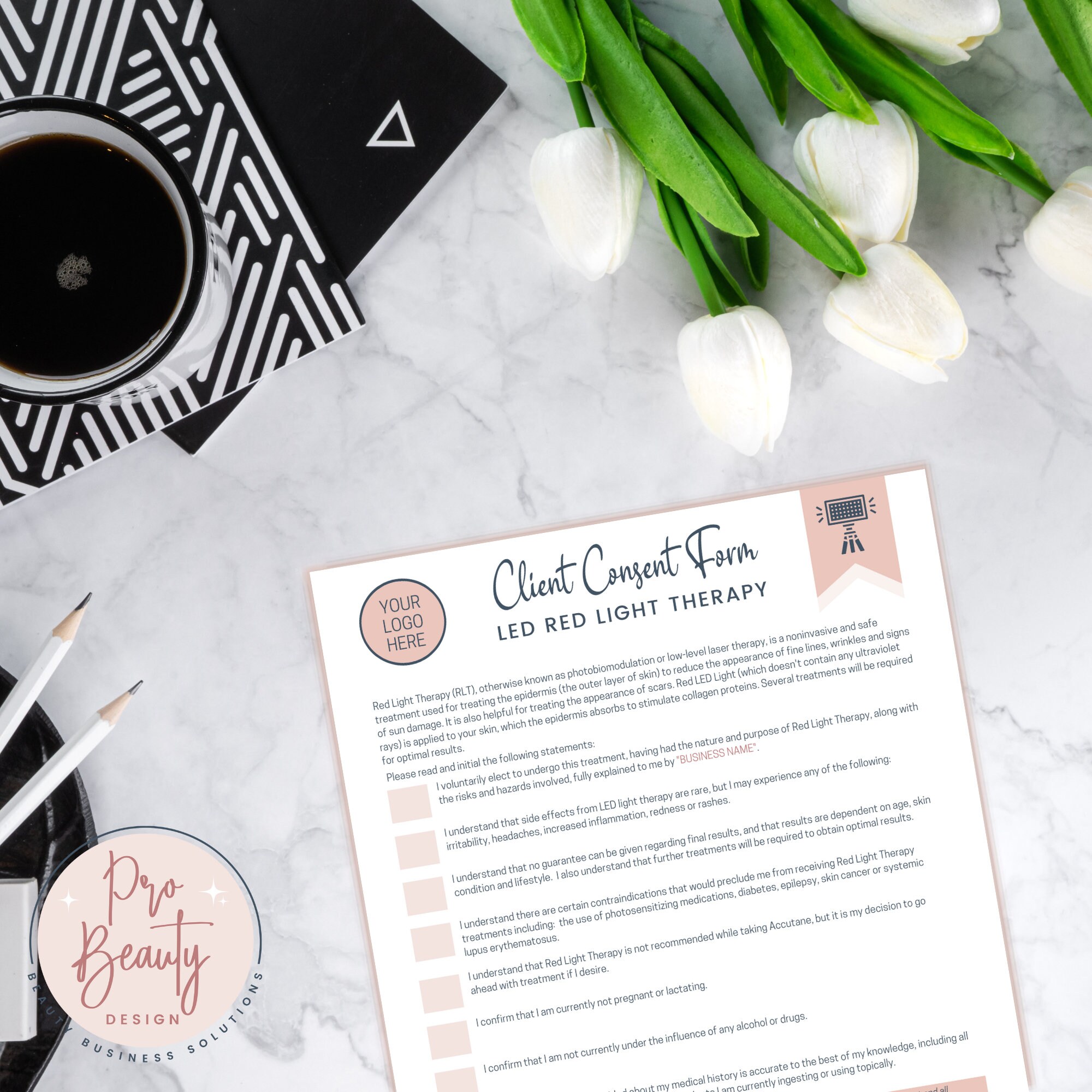 LED Red Light Therapy Client Consent Form, Editable RLT Forms for ...