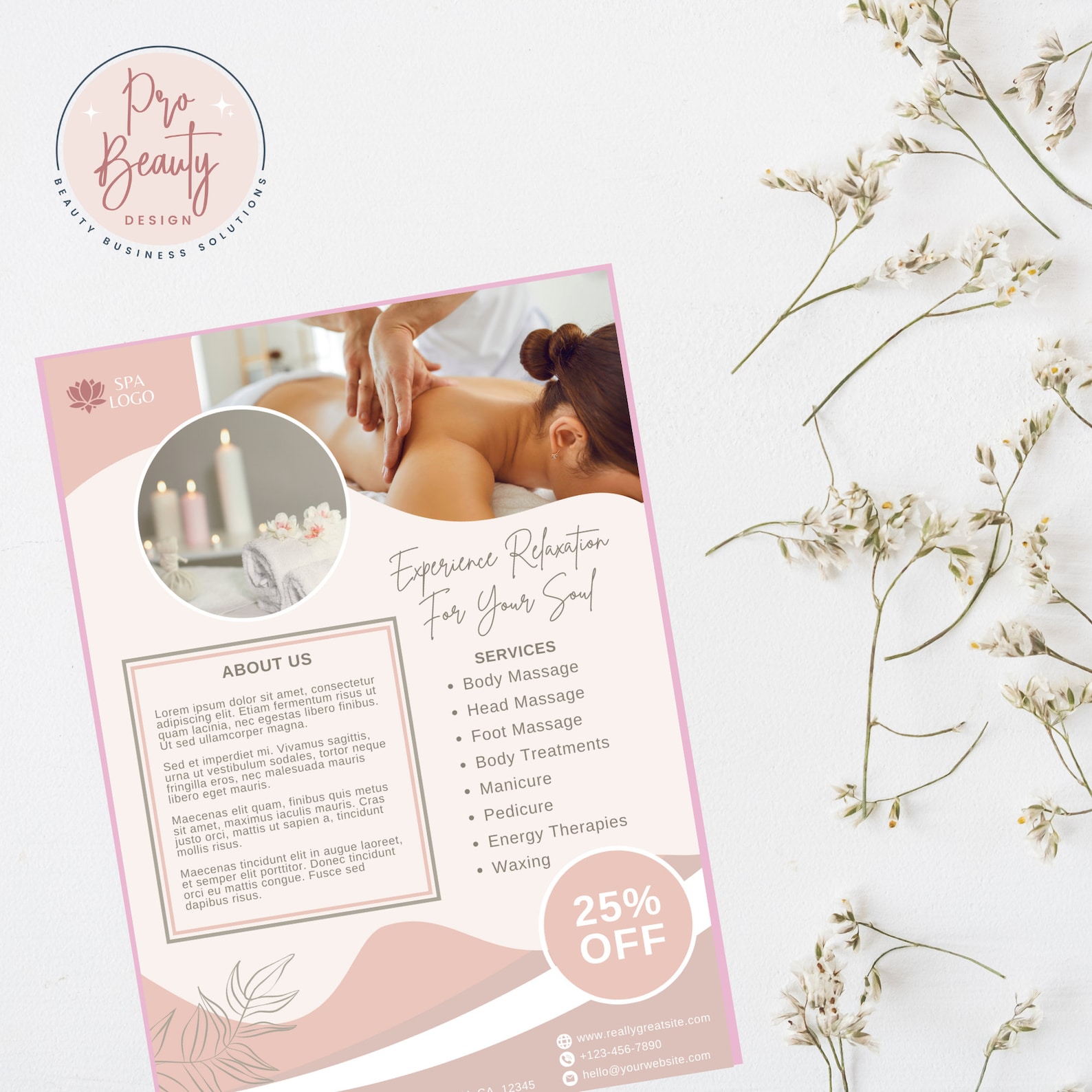 Editable Massage Therapy Flyer Pack, Printable Massage Flyers A4 and A5 ...