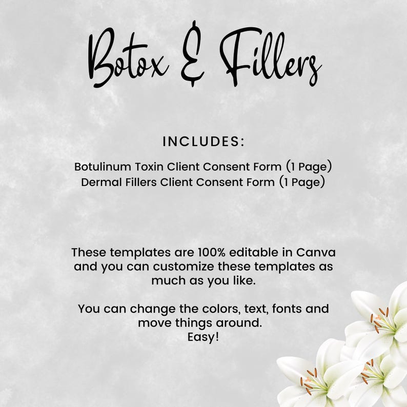 Editable Botulinum Toxin & Dermal Filler Client Consent Forms, Nurse ...