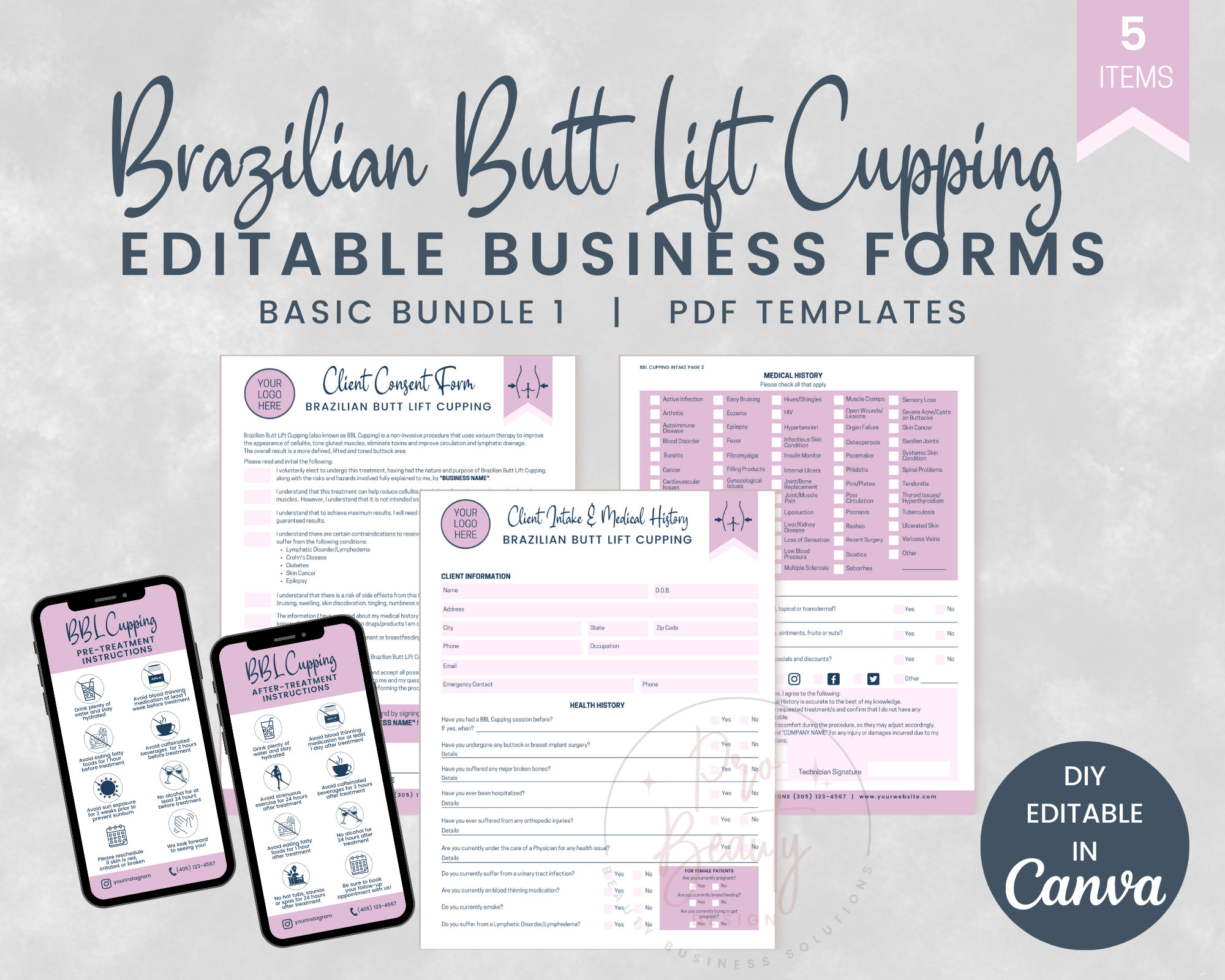 Brazilian Butt Lift Cupping Consent Form & Liability Waiver, Editable ...