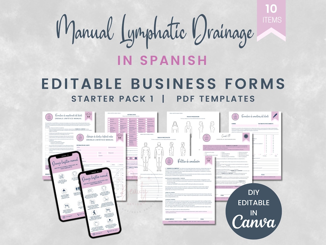 SPANISH Manual Lymphatic Drainage Business Forms, Editable MLD Client ...