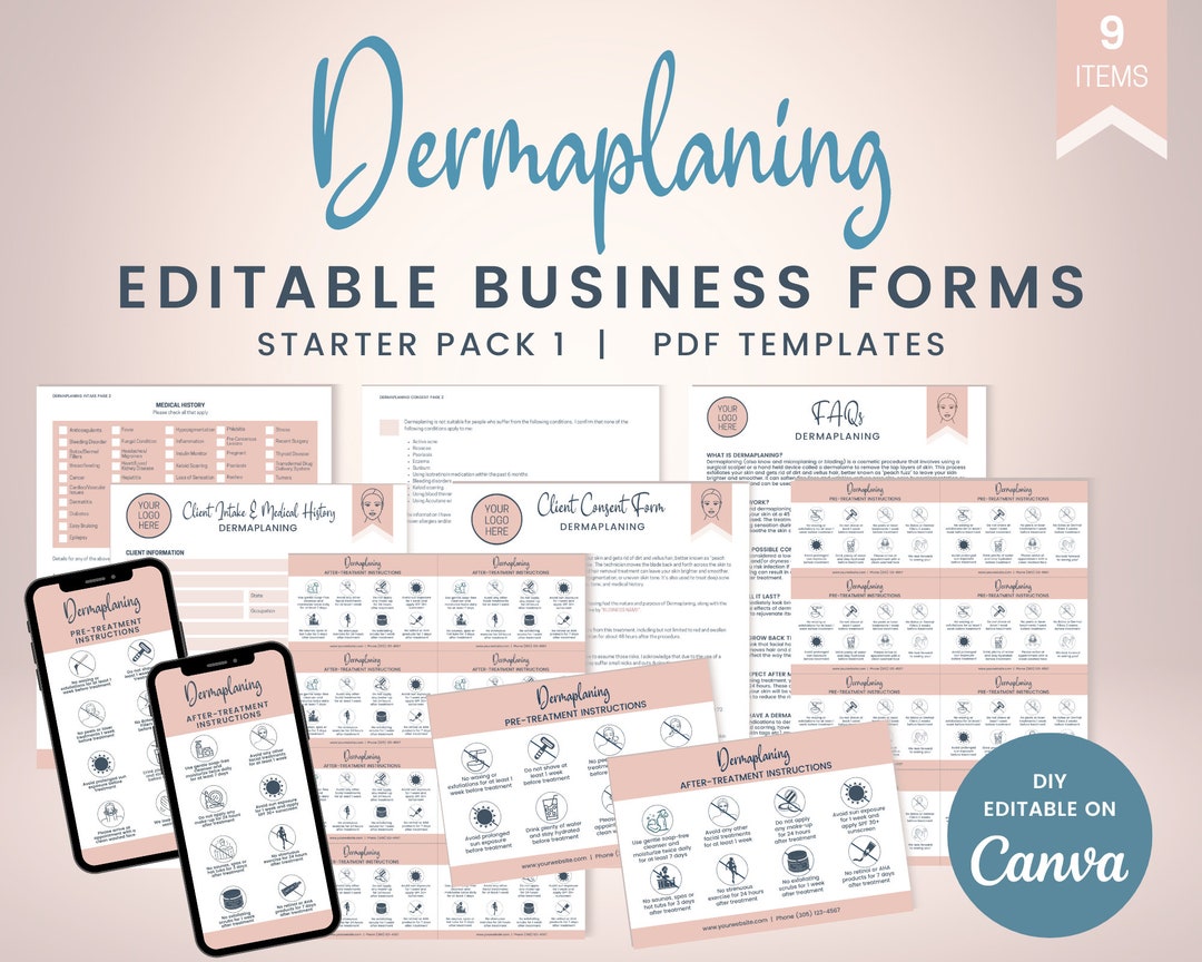 Dermaplaning Business Form Templates, Editable Client Intake Form ...