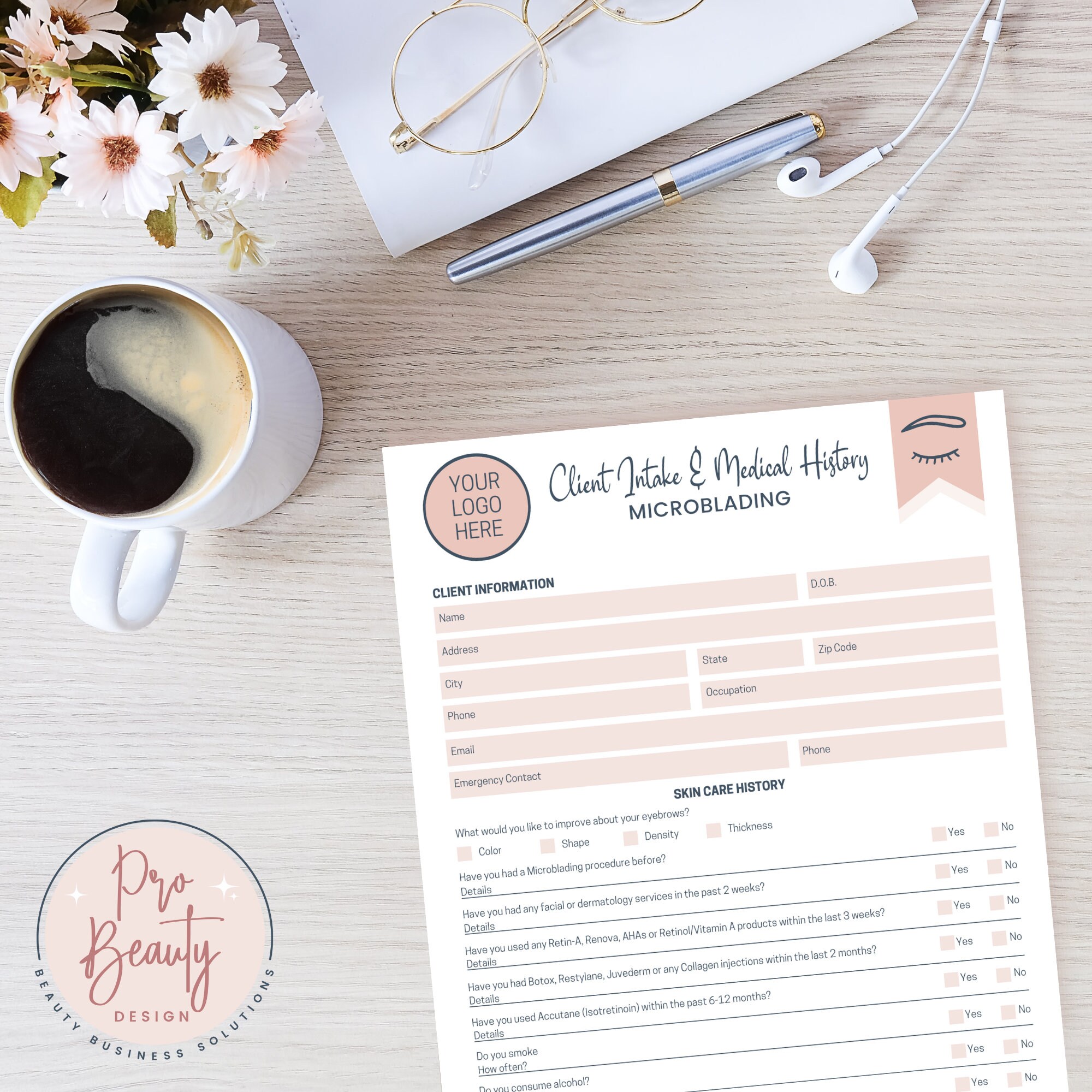 Editable Microblading Client Intake Form, Permanent Makeup Consent Form ...