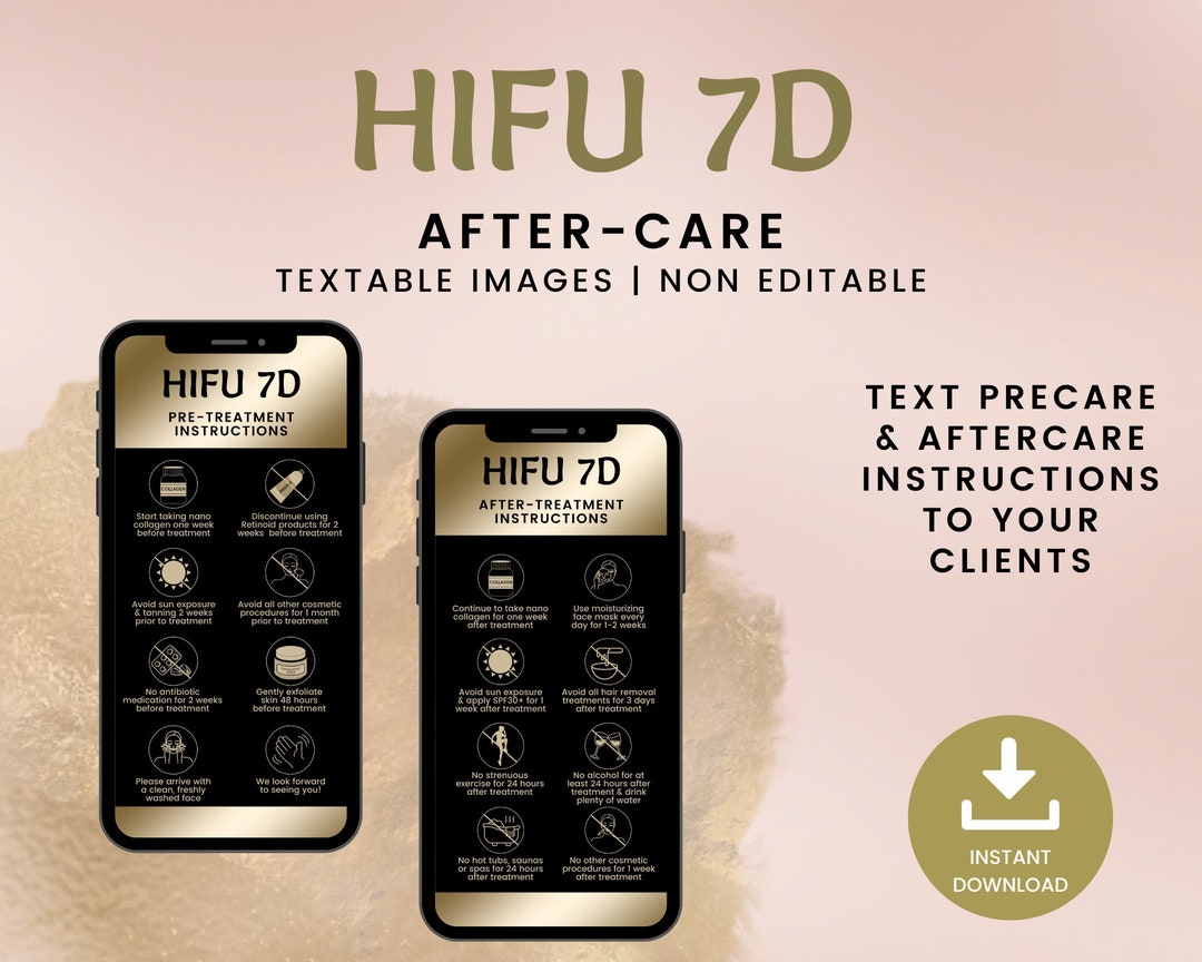 Textable HIFU 7D Precare and Aftercare Cards, Ultrasound Therapy for ...