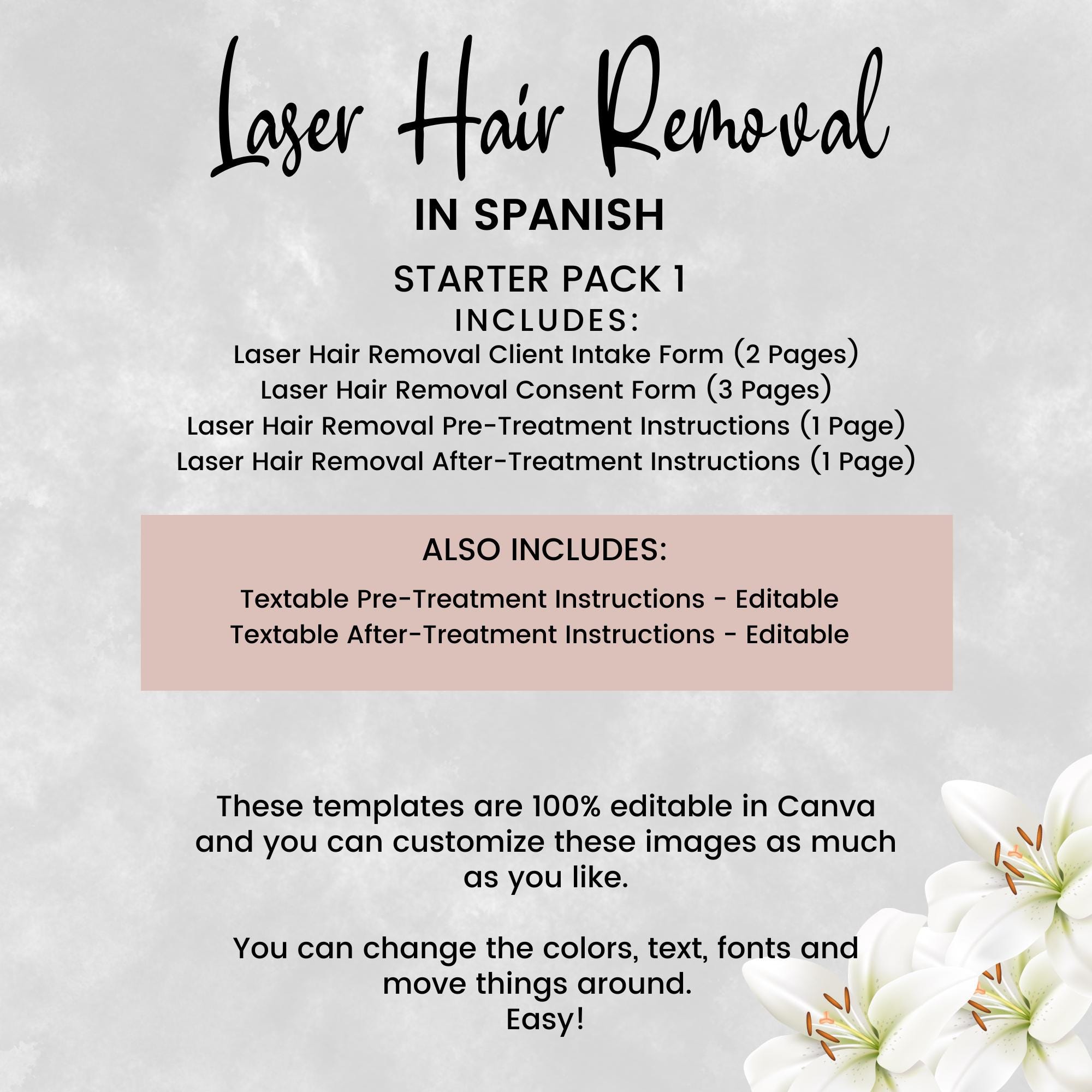 SPANISH Laser Hair Removal Intake, Consent Form With Fitzpatrick Scale ...
