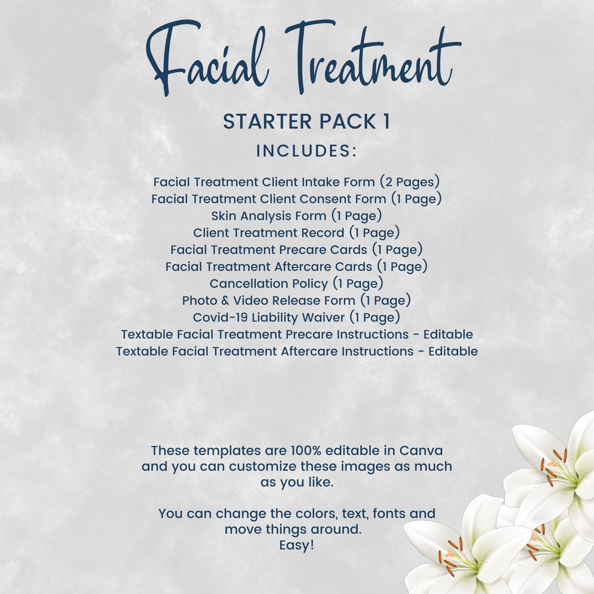Facial Treatment Business Forms, Editable Templates for Estheticians ...