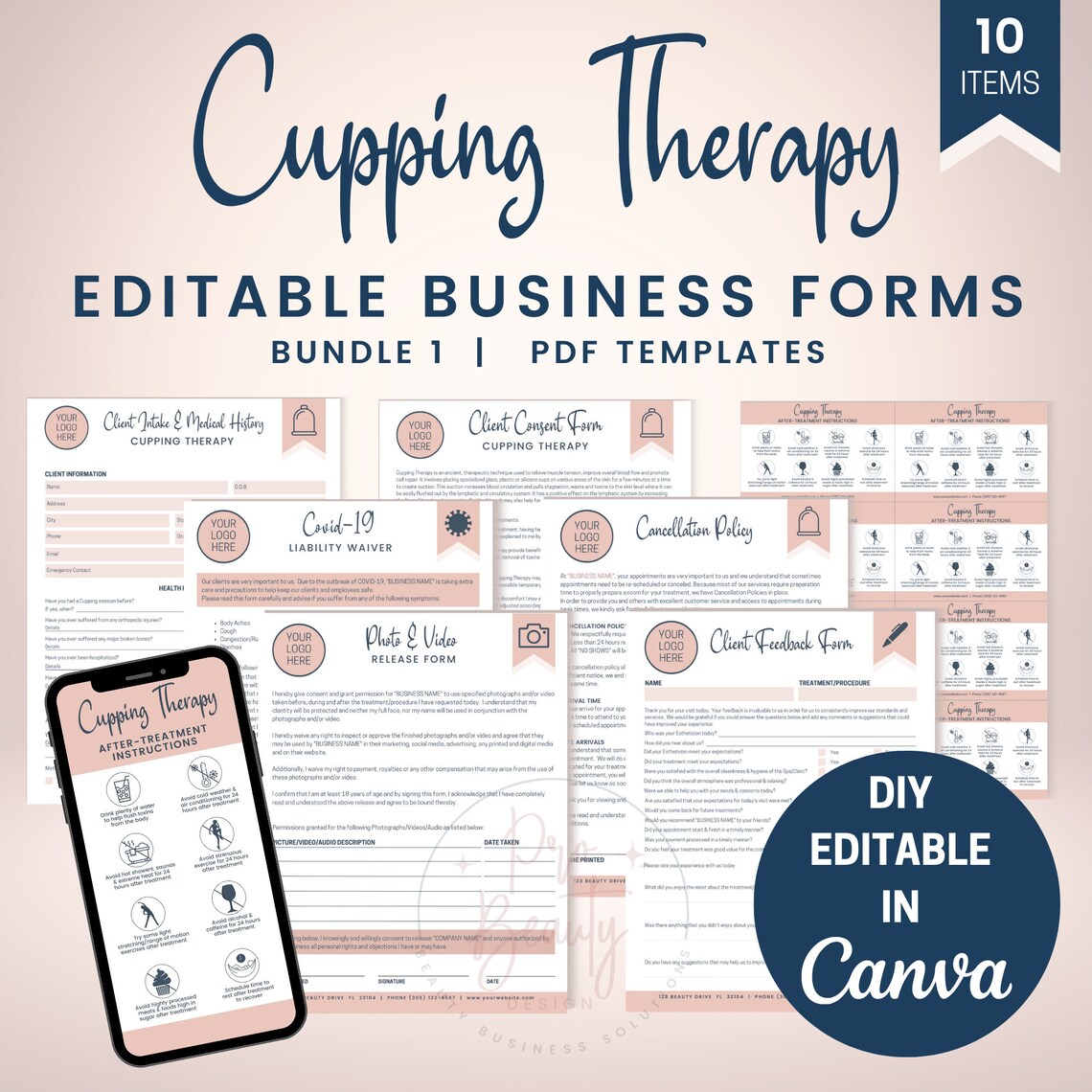 Cupping Therapy Business Form Templates, Editable Massage Therapy ...