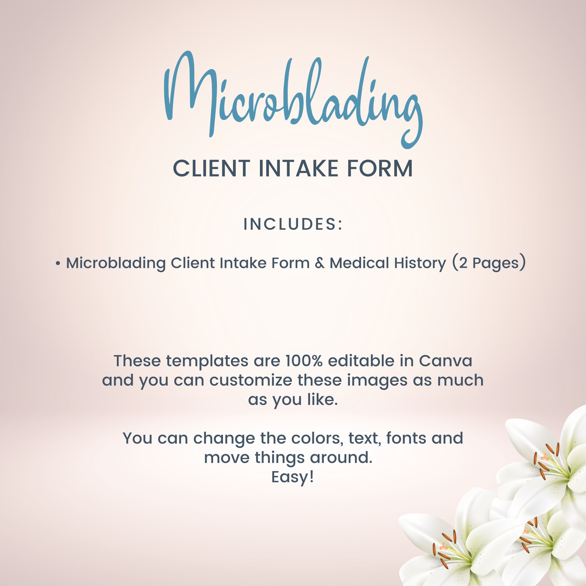 Editable Microblading Client Intake Form, Permanent Makeup Forms for ...