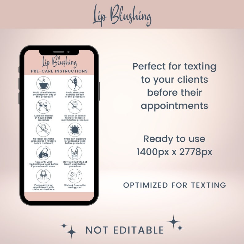 Digital Lip Blushing Precare and Aftercare Instructions, Textable Lip ...