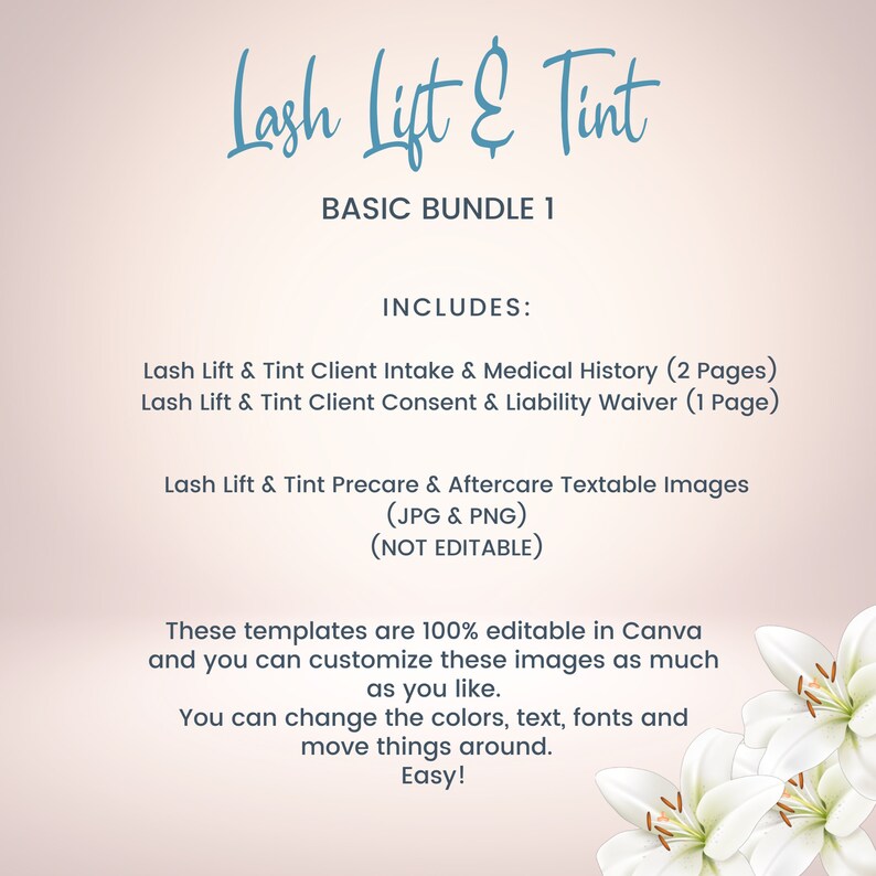 Lash Lift and Tint Forms, Editable Eyelash Tinting Consultation and ...