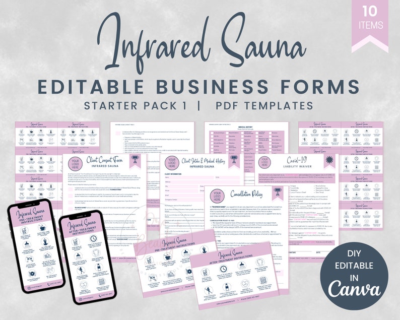 Infrared Sauna Business Forms, DIY Editable Detox Sauna Client Intake ...