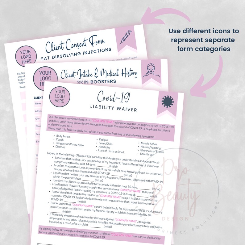 Microneedling Business Form Templates for Estheticians, Editable ...