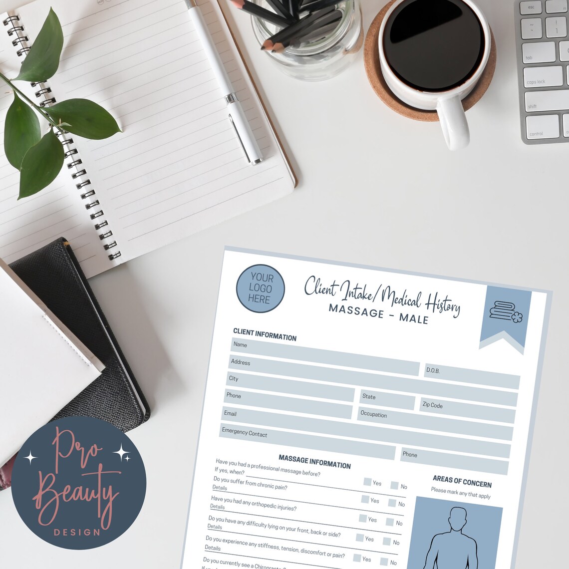 Editable Massage Therapy Intake Forms for Males Client Intake - Etsy