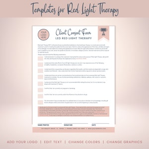 LED Red Light Therapy Client Consent Form, Editable RLT Forms for ...