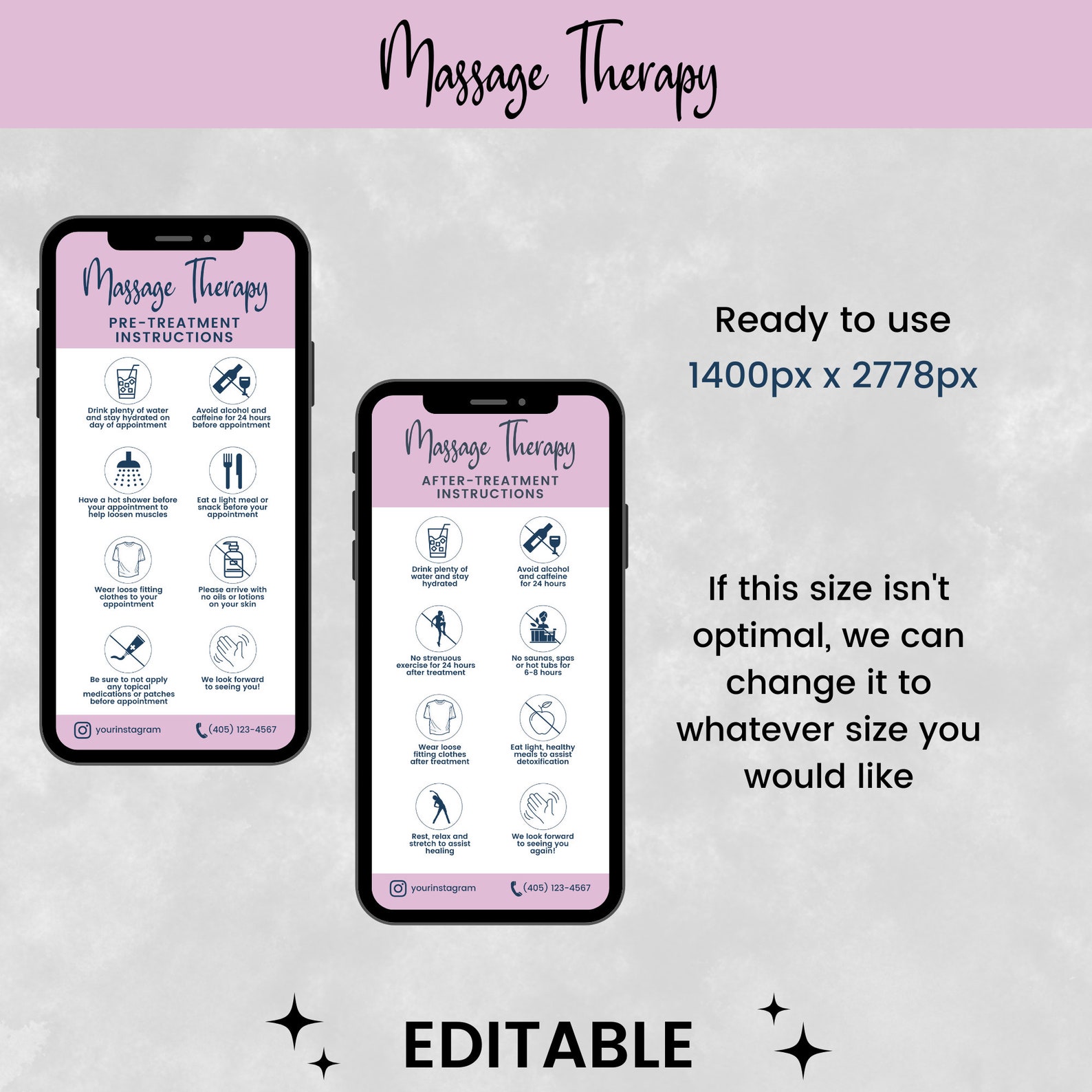 Textable Massage Therapy Aftercare Card, Digital Massage Therapy Pre ...