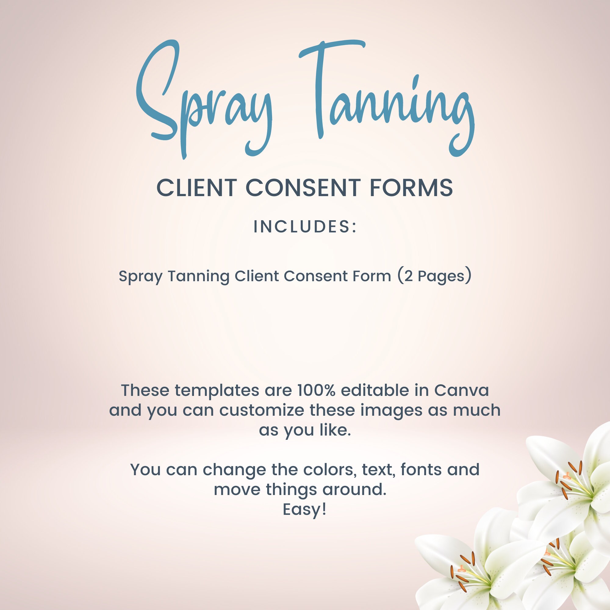 Editable Spray Tanning Client Consent Form, Spray Tanning Liability ...