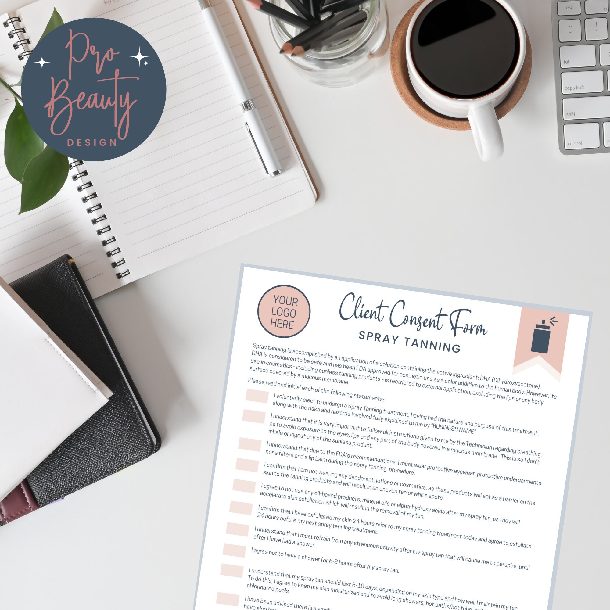 Editable Spray Tanning Client Consent Form, Spray Tanning Liability ...