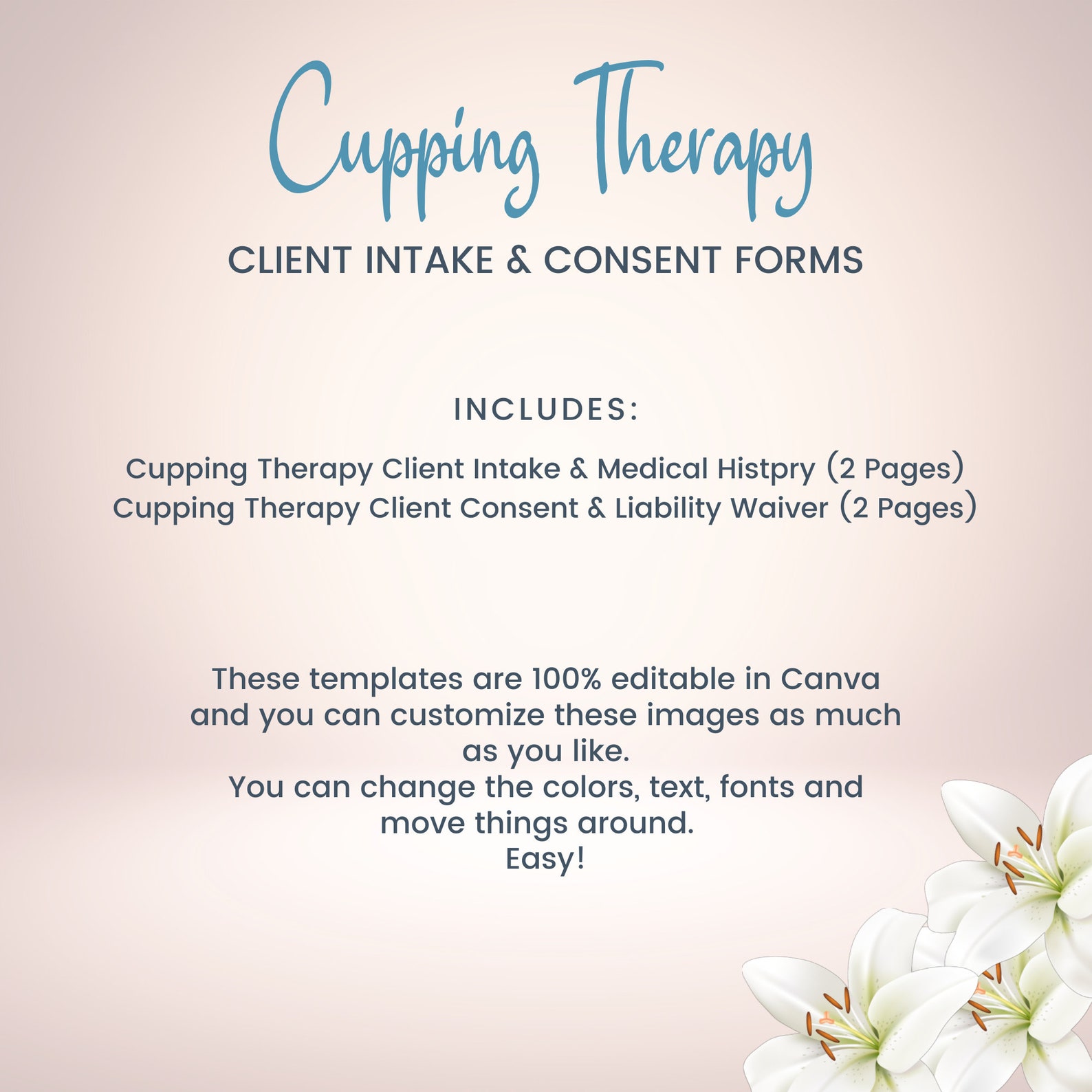 Cupping Therapy Client Intake Forms and Medical History, Massage ...