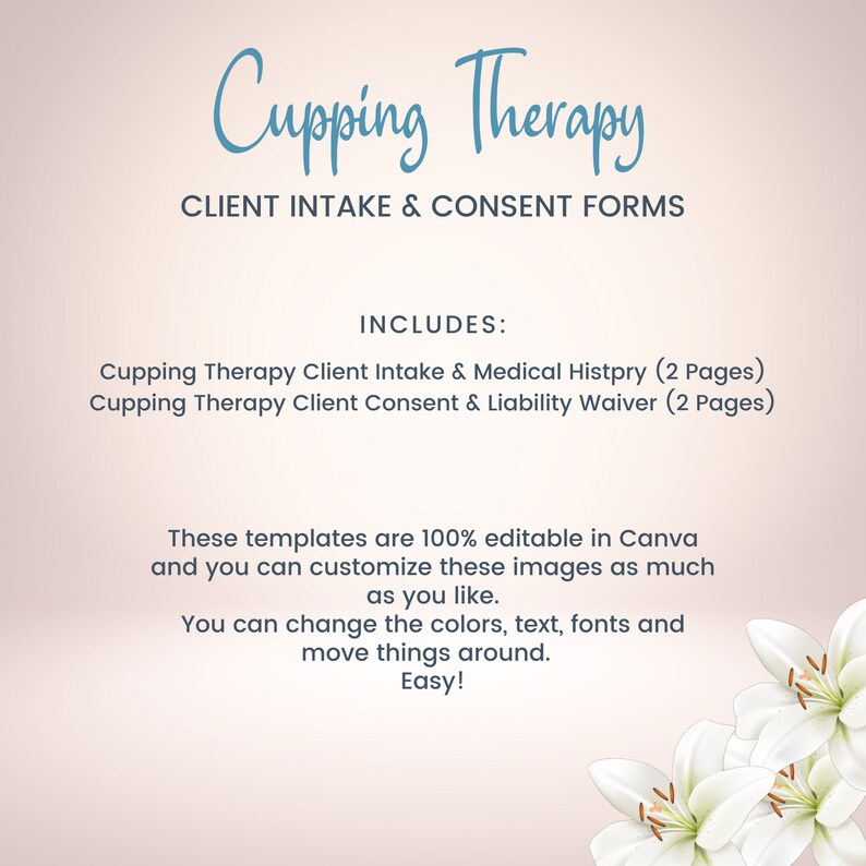 Cupping Therapy Client Intake Forms and Medical History, Massage ...