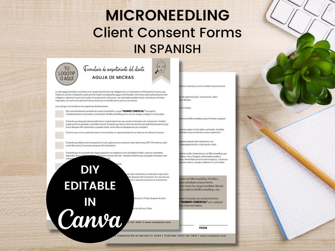 Spanish Microneedling Consent Form Template: Editable Client Forms ...