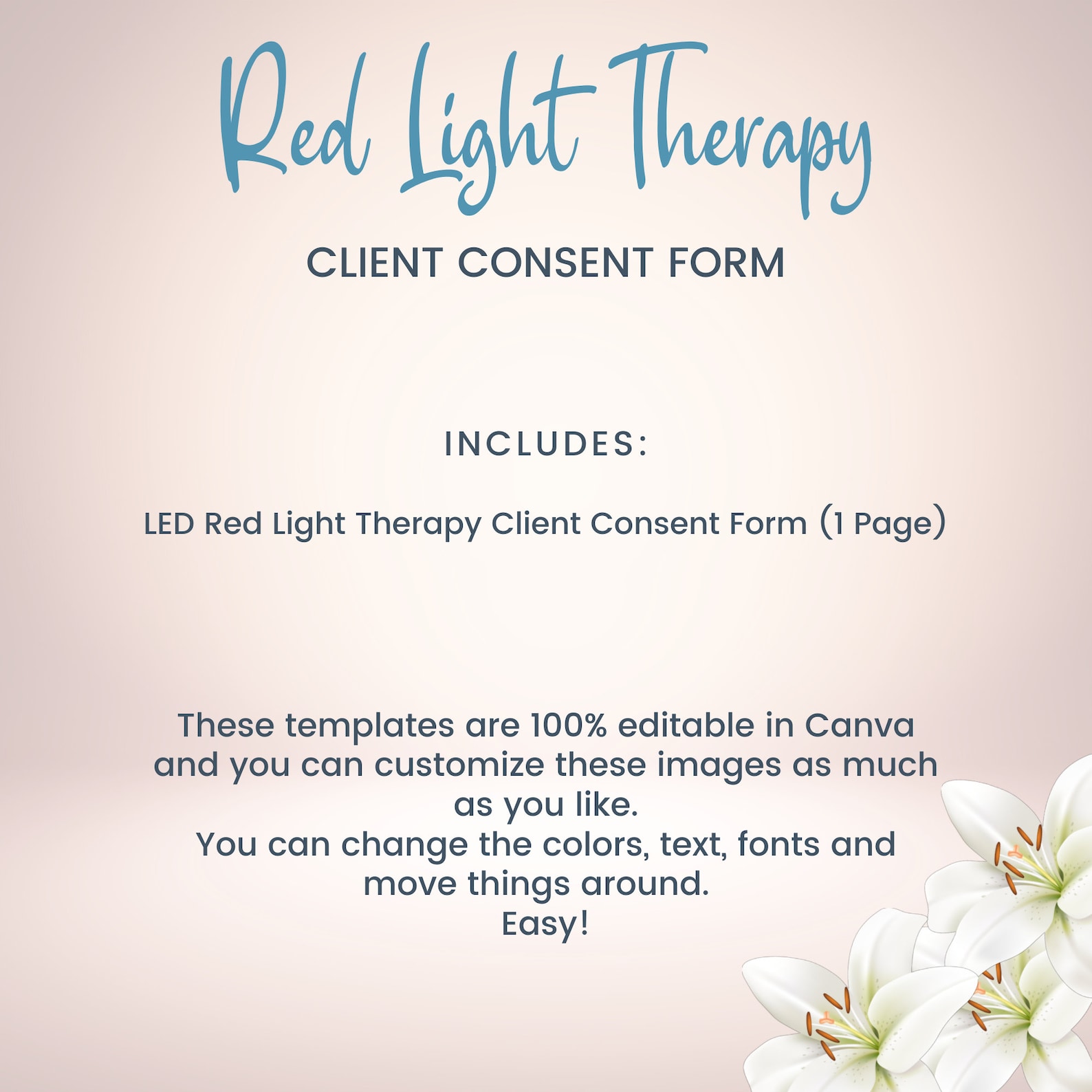 LED Red Light Therapy Client Consent Form, Editable RLT Forms for ...