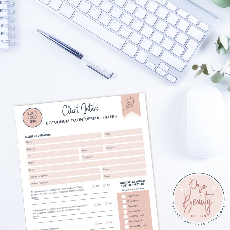 Editable Botulinum Toxin and Dermal Filler Client Intake Forms, Botox ...