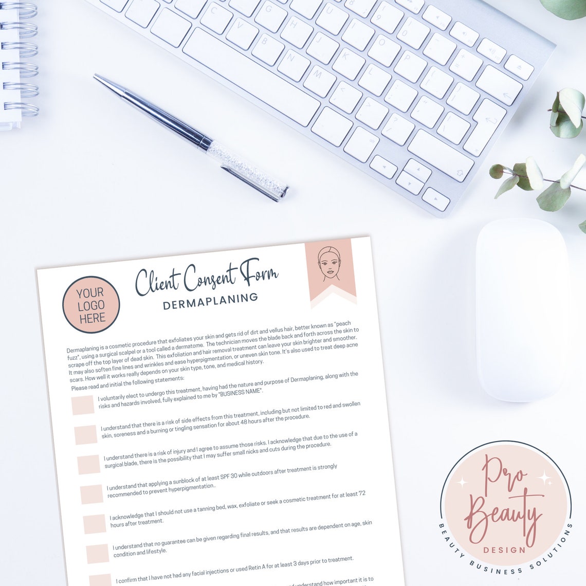 Editable Dermaplaning Consent Form Template, Esthetician Business Form ...