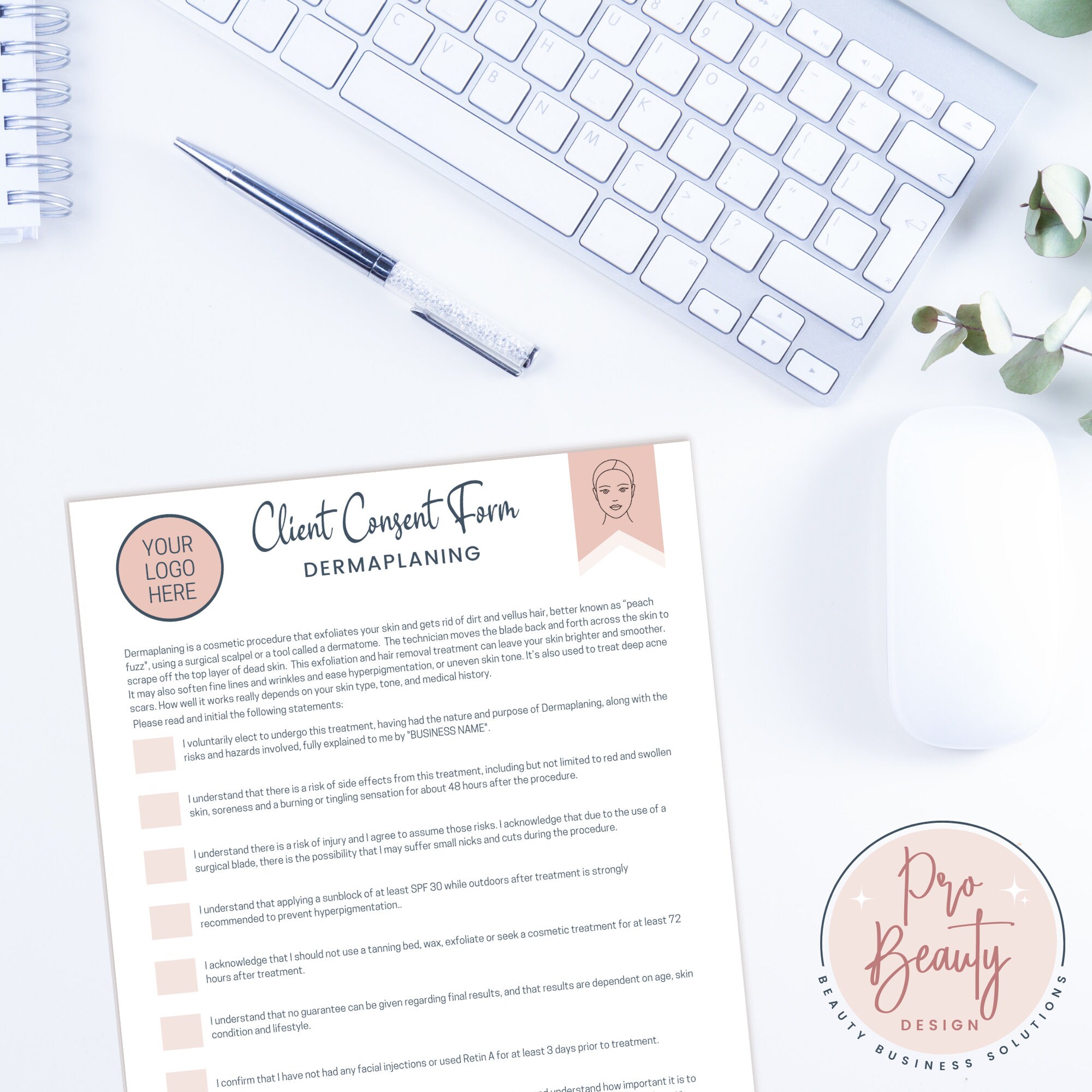 Editable Dermaplaning Consent Form Template, Esthetician Business Form, Printable Liability ...